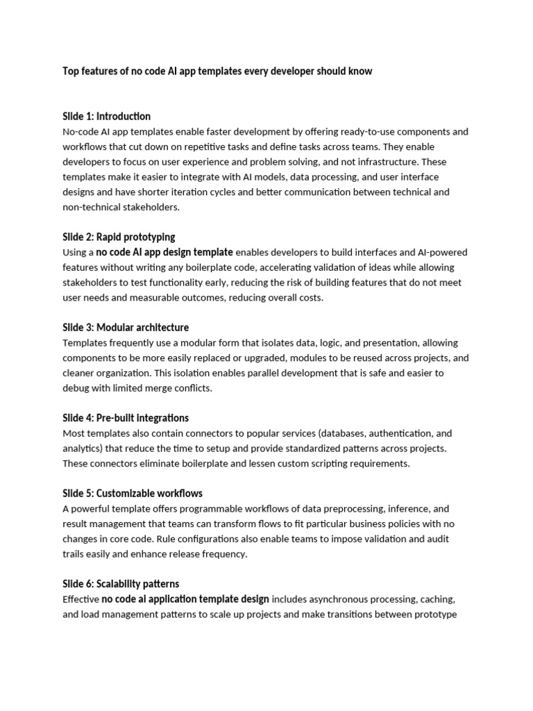 30th Aug - PPT10 - No Code Ai App Design Template, No Code Ai Application Template Design | PDF ...