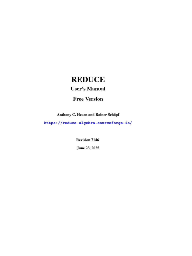 REDUCE User Manual: Free Version | PDF | Derivative | Algebra