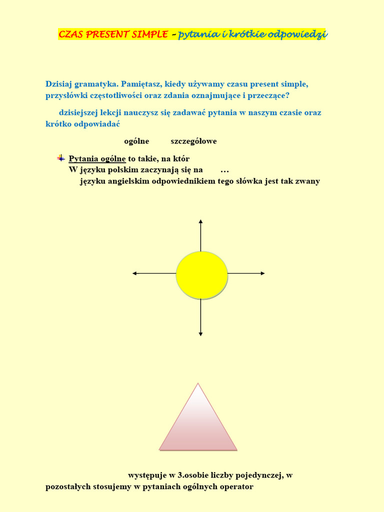 kl.4. 1-5.06. Czas Present Simple - Pytania I Krotkie Odpowiedzi. | PDF