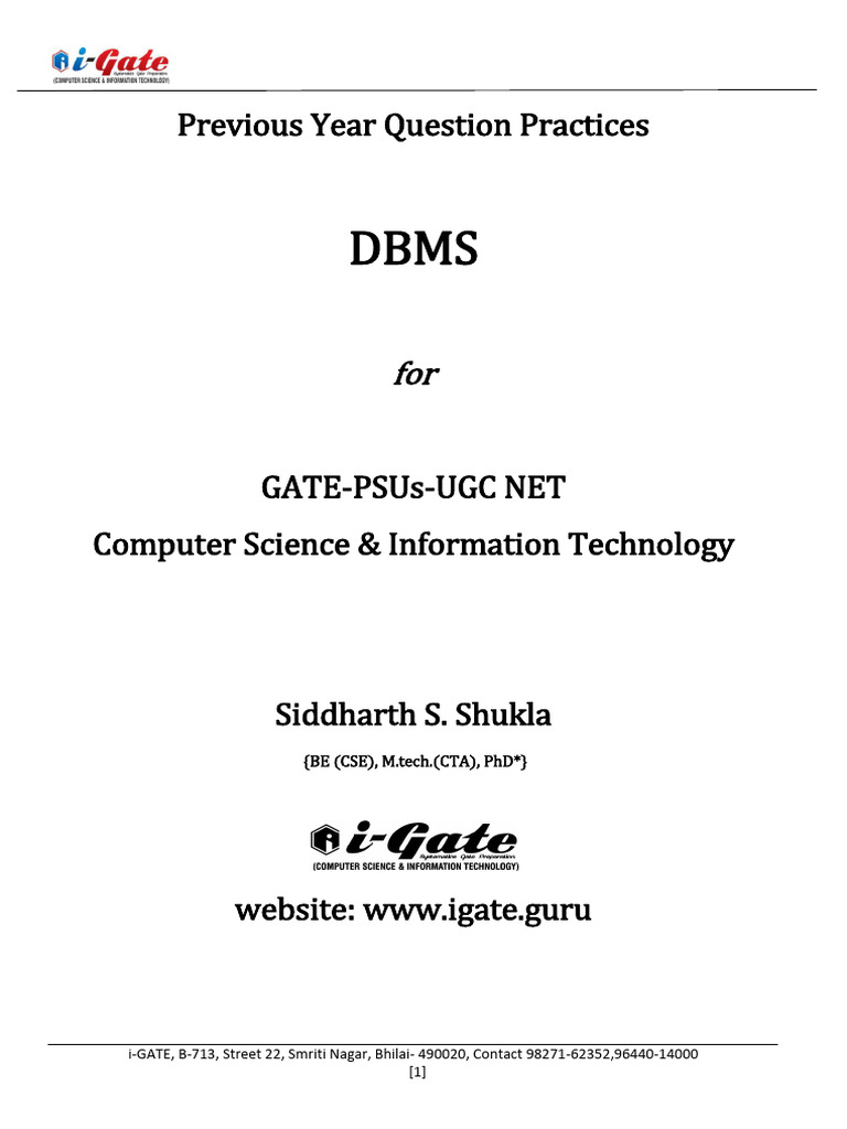 Dbms - Gate and Net Pyq | PDF | Databases | Information Science