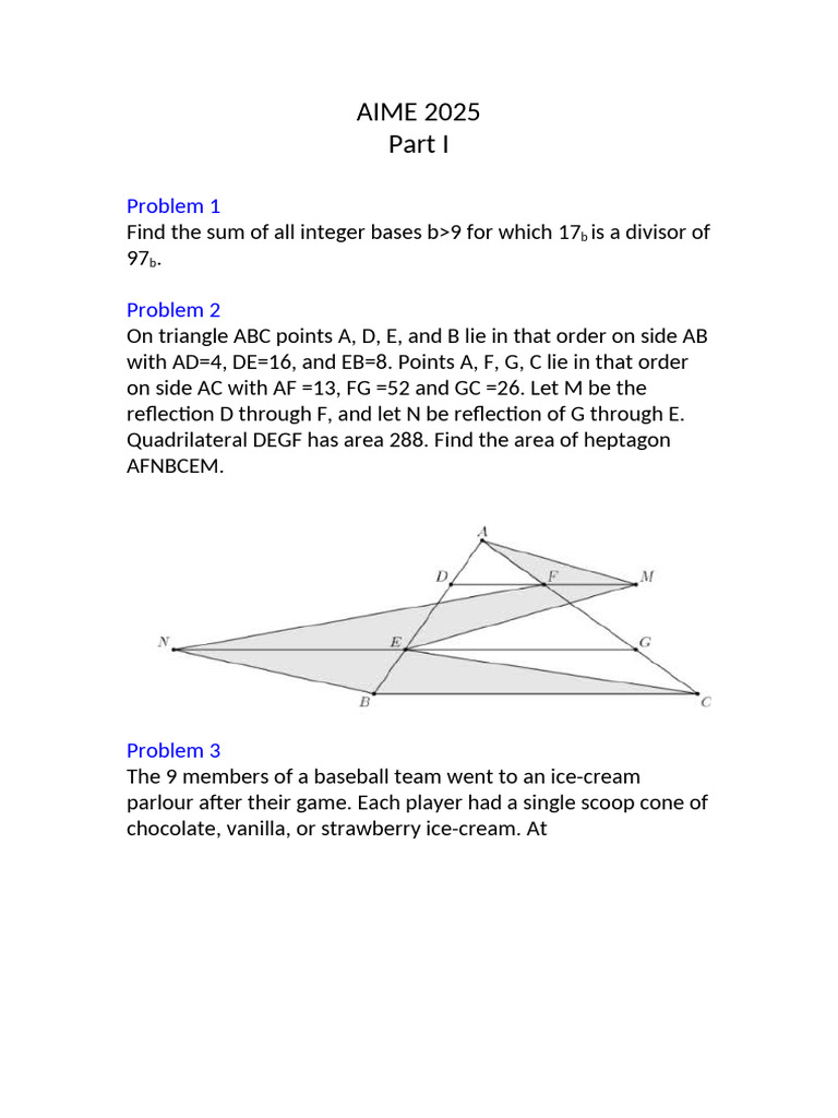 AIME 2025 Math Problems Overview | PDF