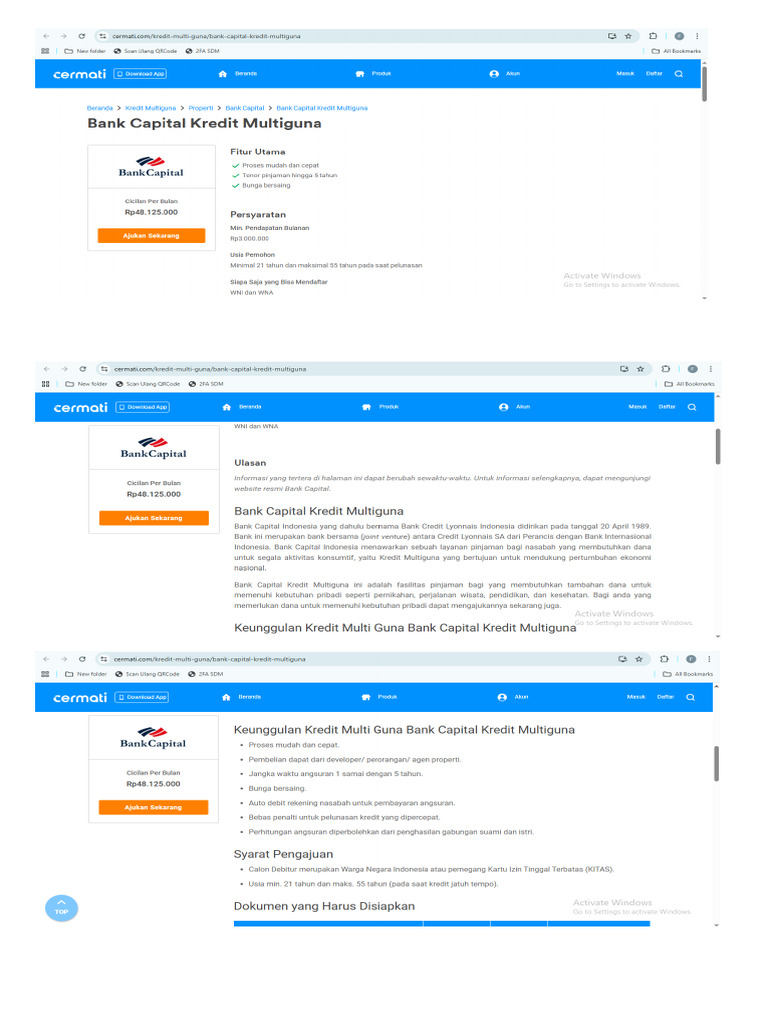 Kredit Multi Guna Bank Capital | PDF