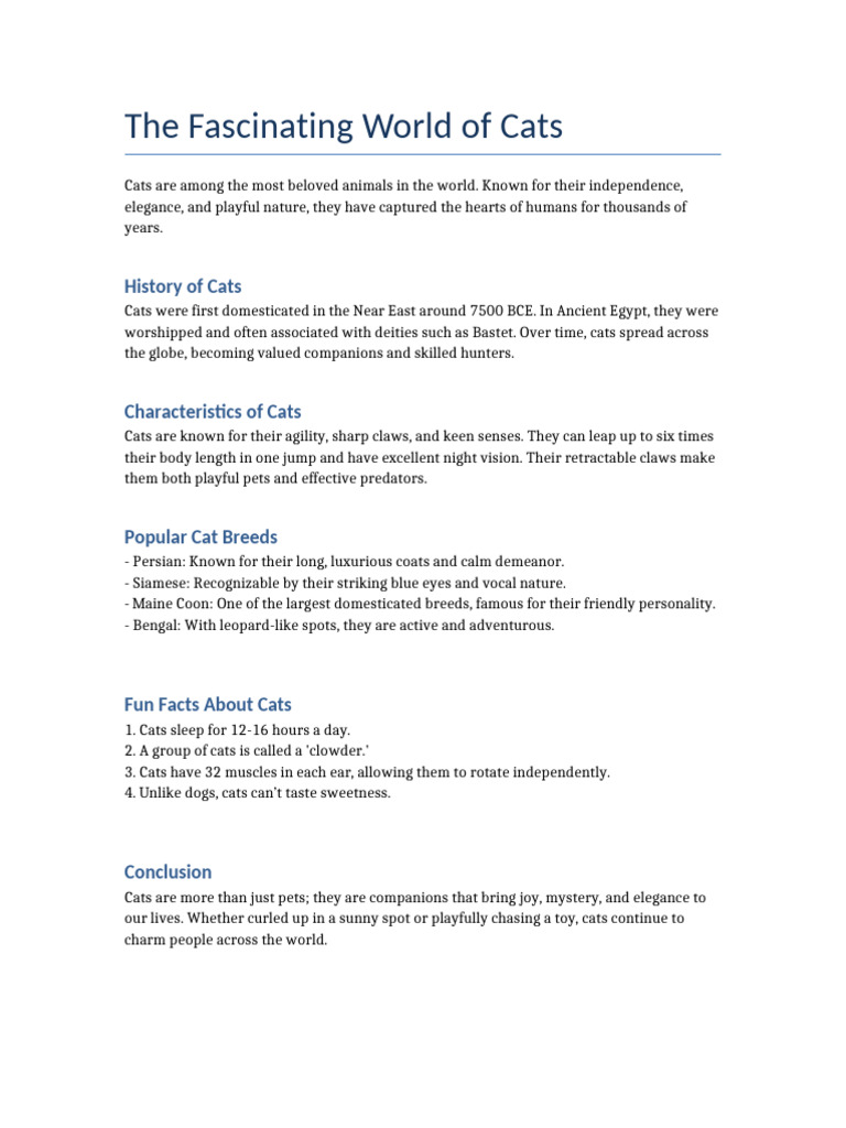 Cats Document | PDF