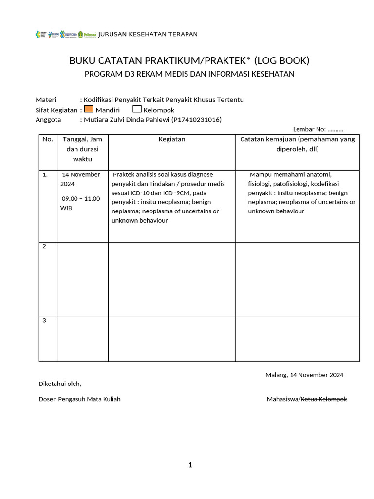 Logbook Format (29) (2) | PDF