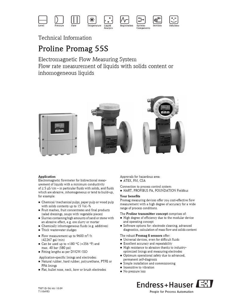 E&H Promag S | PDF | Flow Measurement | Electromagnetic Induction