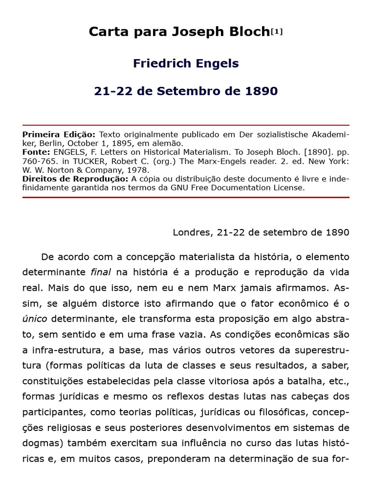 Carta para Joseph Bloch | PDF | Economia | Estado