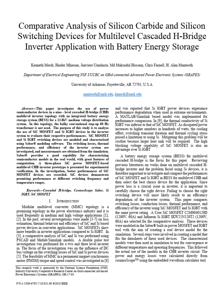Comparative Analysis of Silicon Carbide and Silicon Switching Devices ...