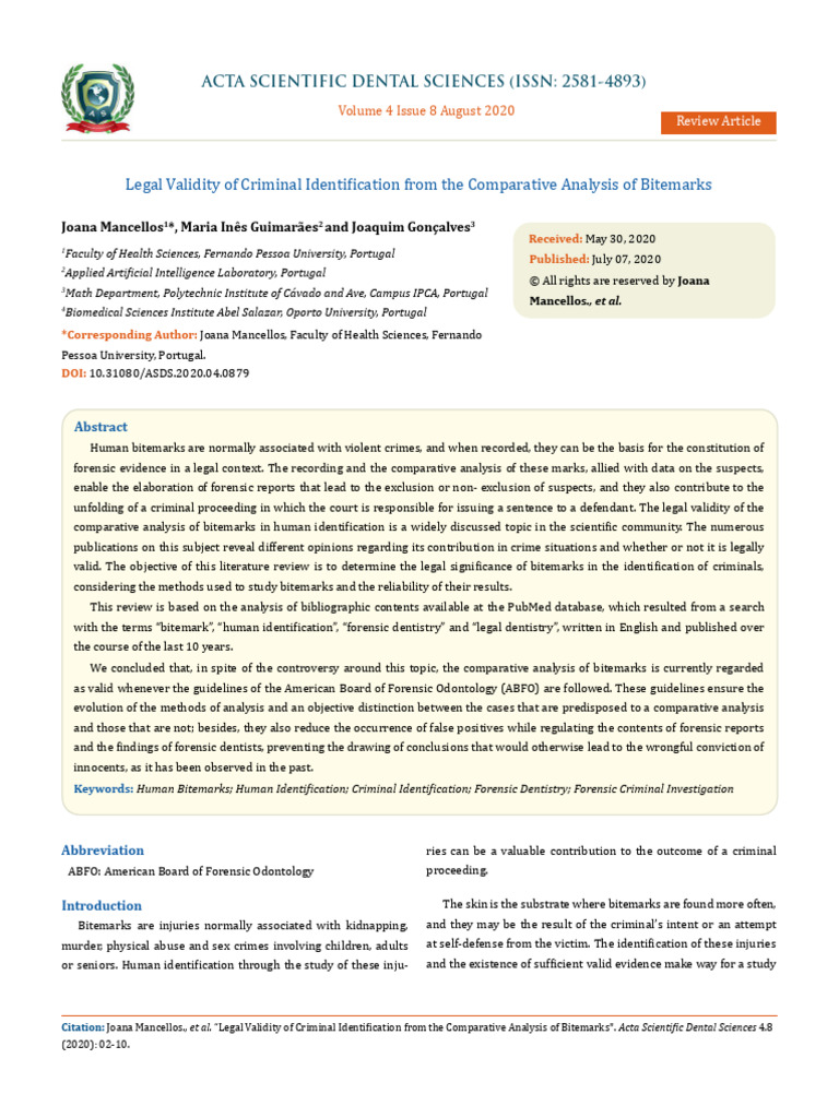 Legal Validity of Criminal Identificatio | PDF | Forensic Science | Crimes