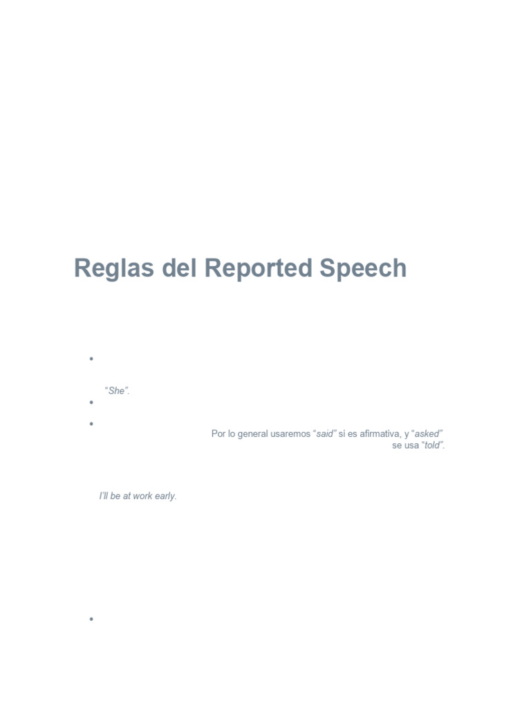 Reported Speech | PDF | Verbo | Asunto (gramática)