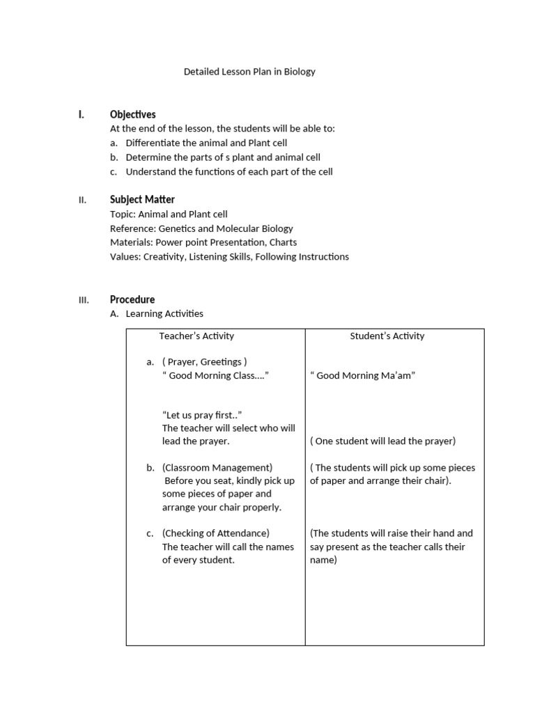 Detailed Lesson Plan in Biology | PDF
