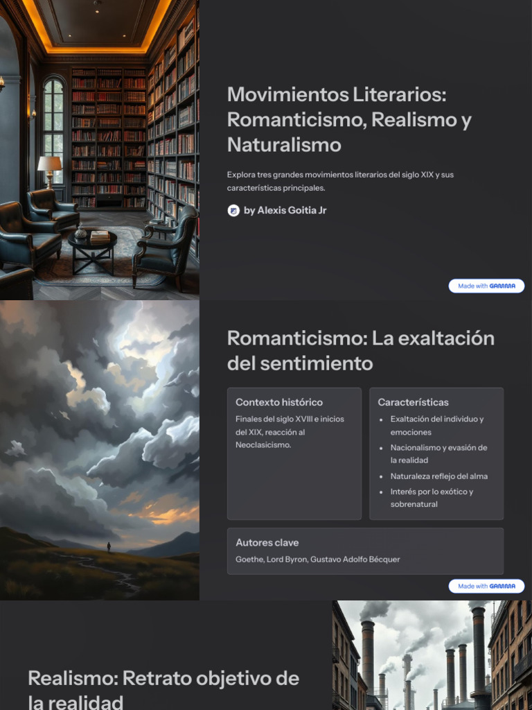 Movimientos Literarios Romanticismo Realismo y Naturalismo | PDF ...