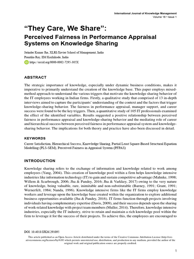 Fairness in Appraisals and Knowledge Sharing | PDF | Performance ...