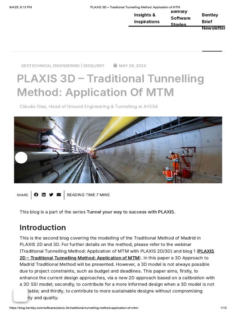 PLAXIS 3D Tunnelling Method Insights | PDF | Finite Element Method ...