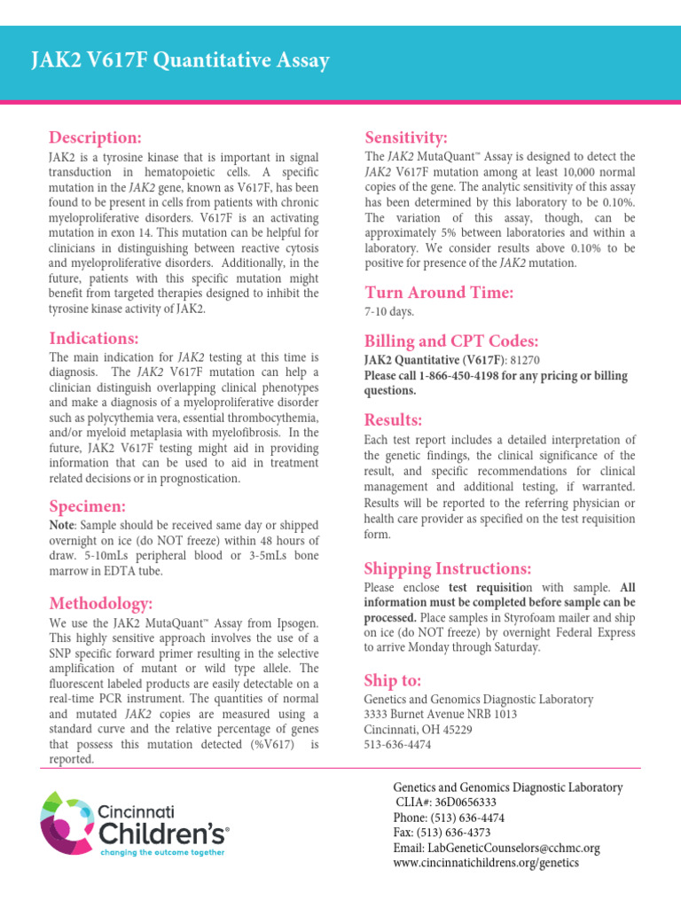 JAK2 V617F Mutation Testing Guide | PDF | Diseases And Disorders | Genetics