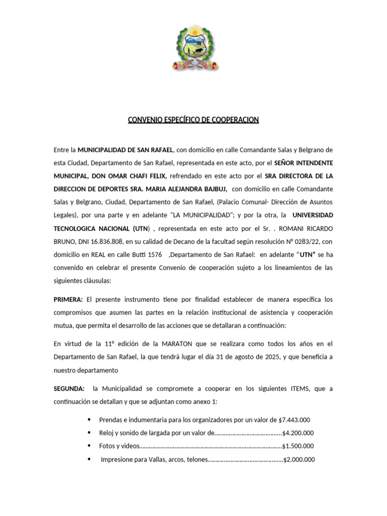 Convenio Especã - Fico de Cooperacion Utn | PDF | Gobierno