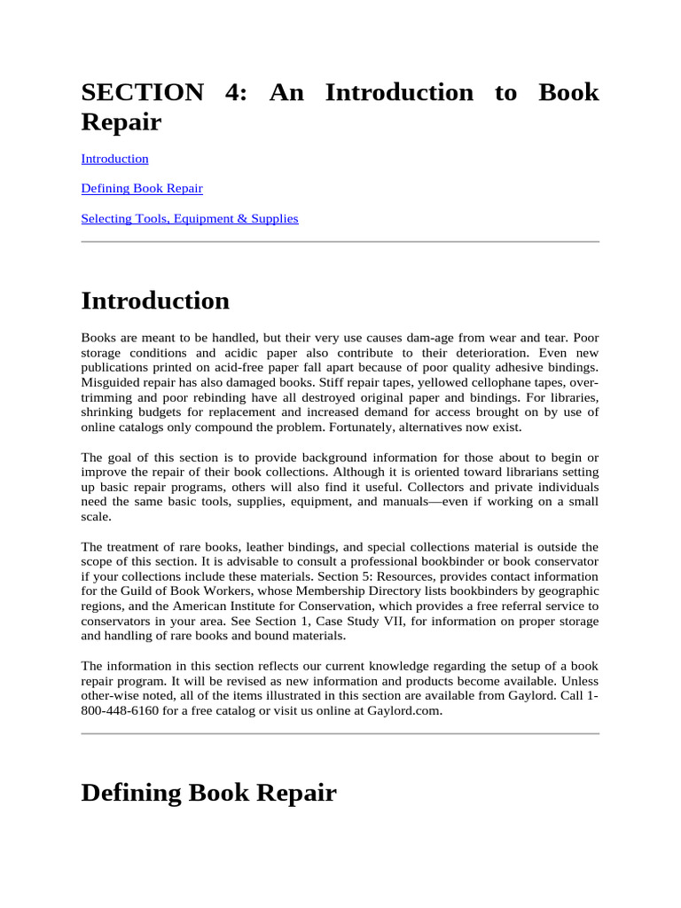 An Introduction To Book Repair | PDF | Bookbinding | Adhesive