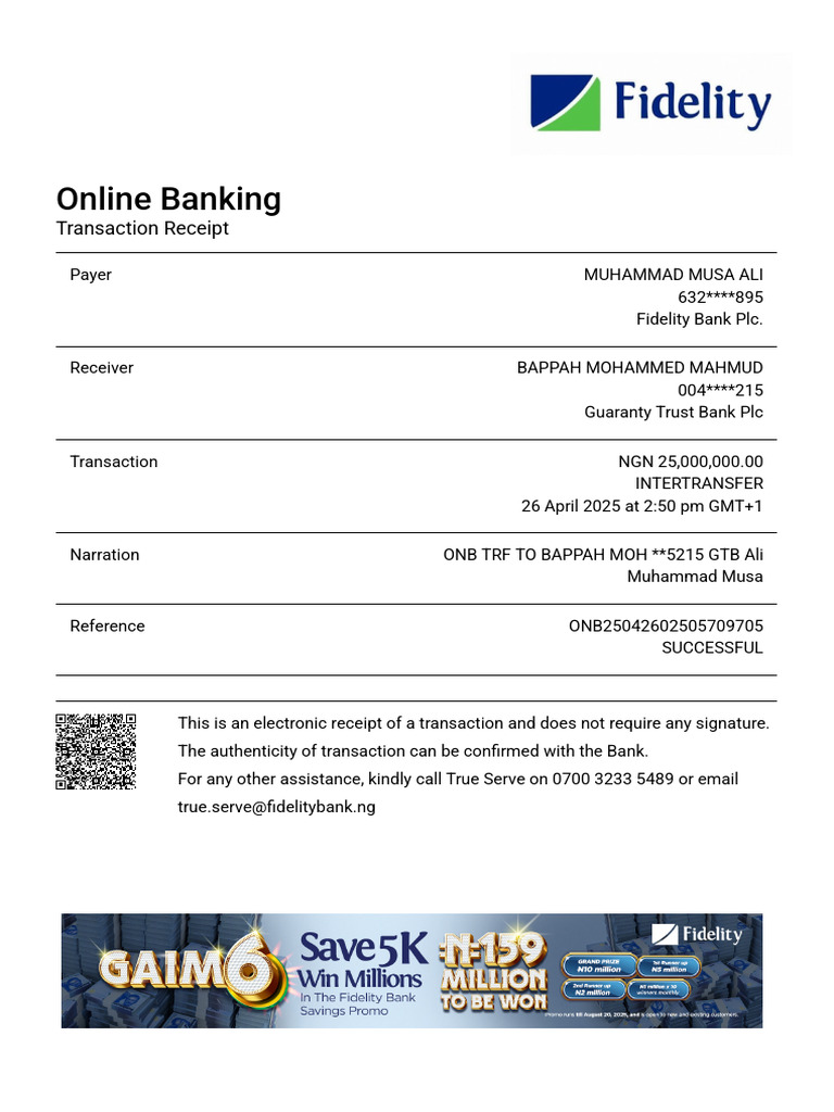 Online Banking Transaction Receipt | PDF