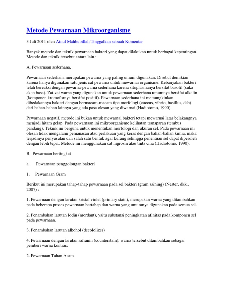 Metode Pewarnaan | PDF