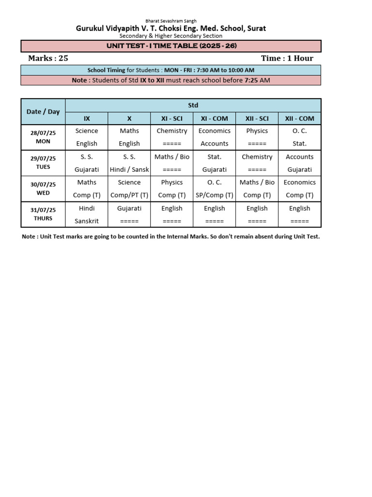 Time Table | PDF