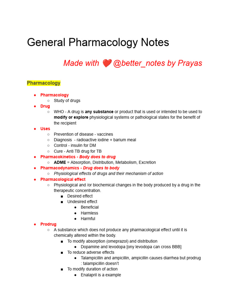 Essential Pharmacology Study Guide | PDF | Receptor Antagonist ...