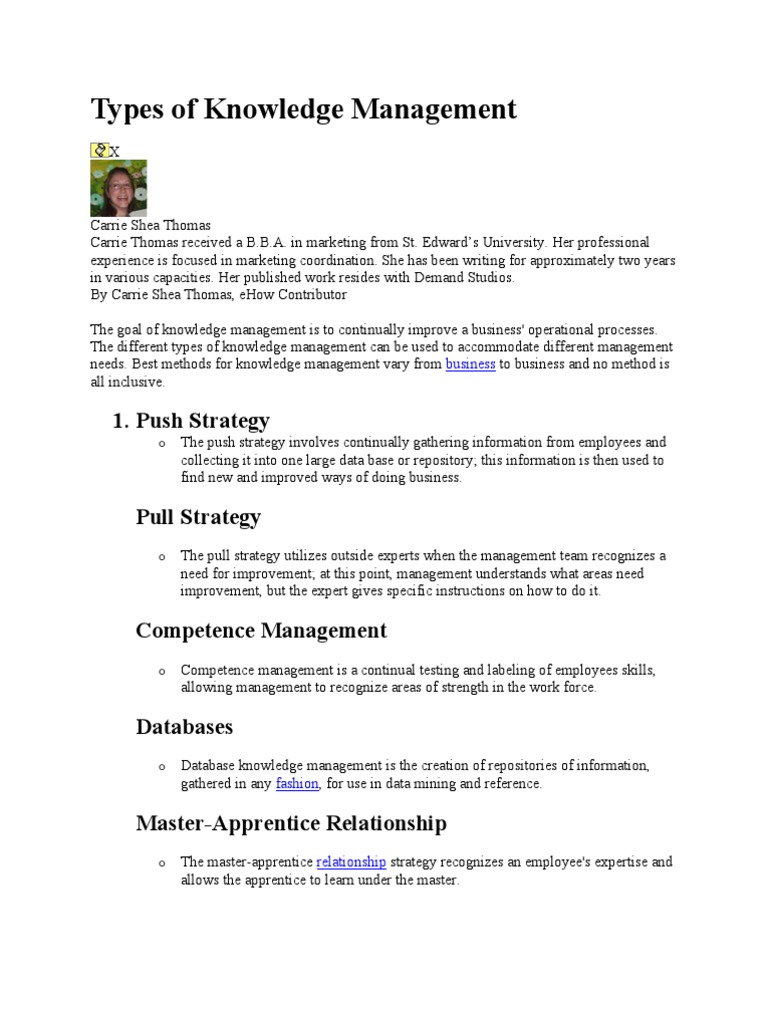 Types of Knowledge Management: 1. Push Strategy | PDF | Knowledge ...