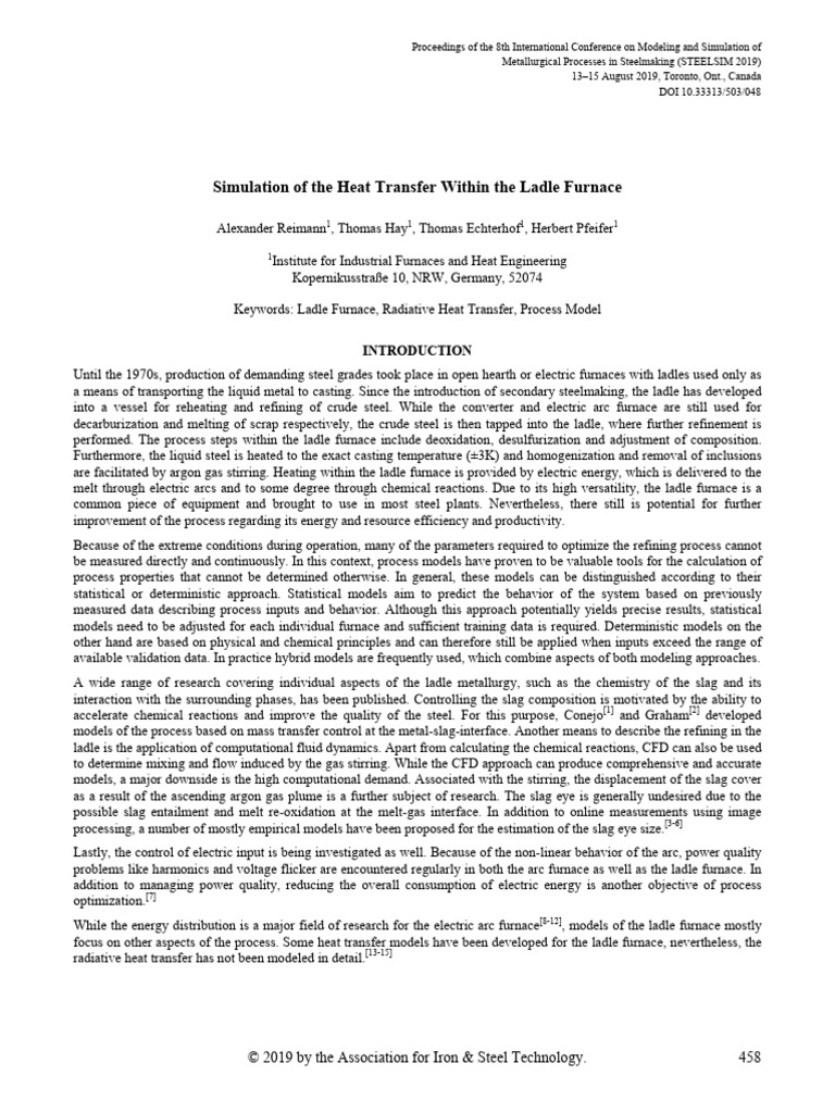 2019-Hay-Simulation of the Heat Transfer Within the Ladle Furnace | PDF ...