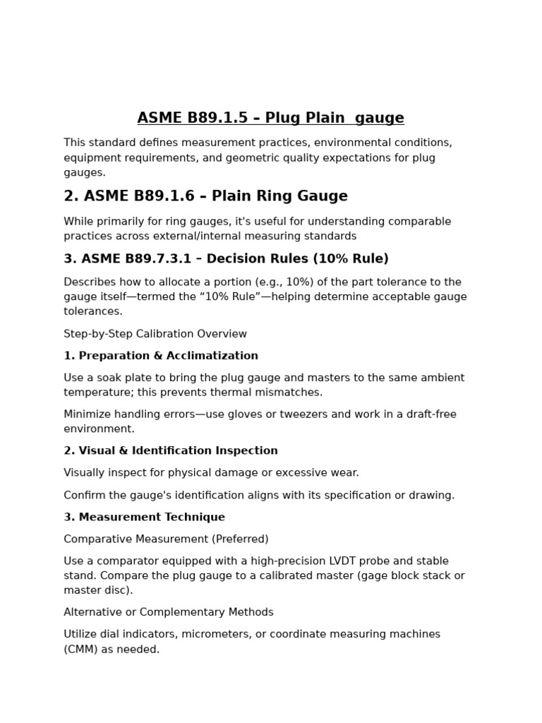 Plug Gauge Calibration Guide | PDF | Calibration