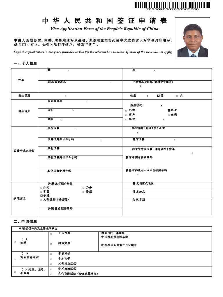 China Visa Application Form Guide | PDF | Travel Visa | Passport