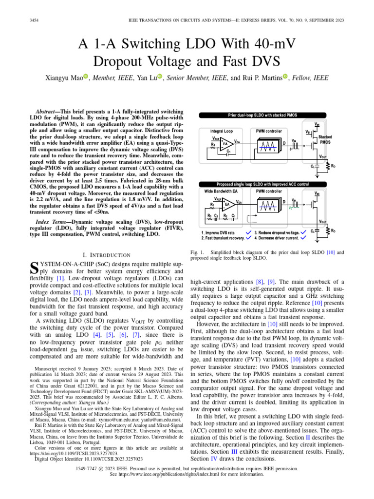 1-A Switching LDO with 40 mV Dropout | PDF | Analog Circuits ...