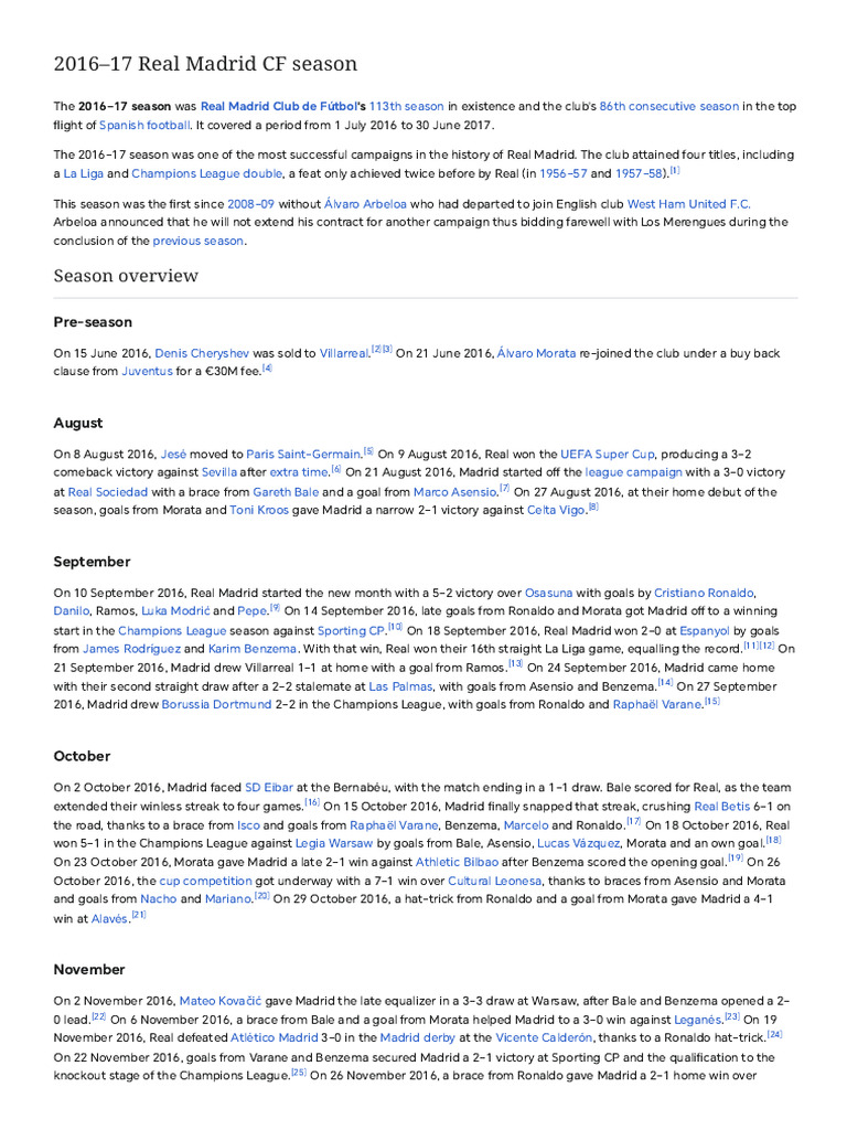 2016-17 Real Madrid CF Season - Wikipedia | PDF | Association Football ...