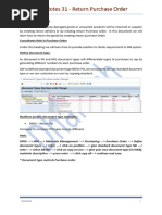 SAP Return Purchase Order Process | PDF