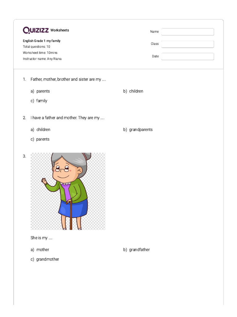 English Grade 1 My Family | PDF