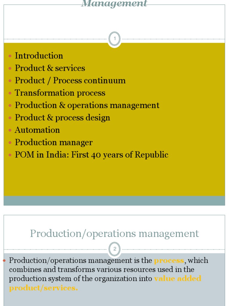 Chapter 1 Introduction To POM | PDF | Operations Management | Business ...