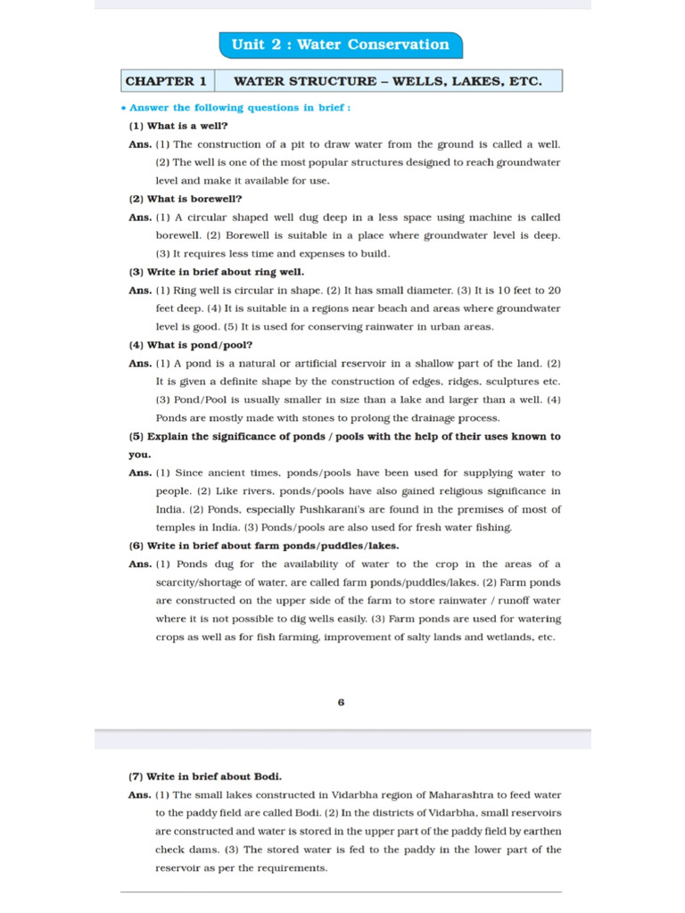 Vikas Water Security, Std 9th, Unit 2 , Answer Ke | PDF