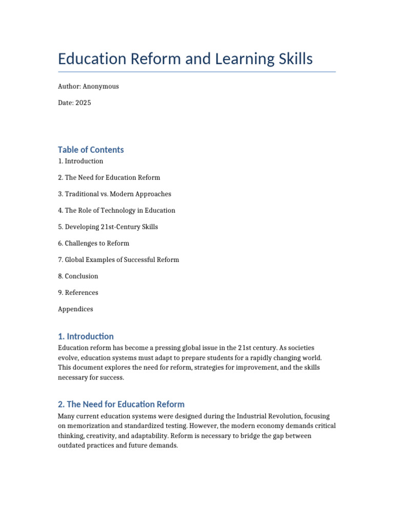 Education Reform for 21st-Century Skills | PDF | Education Reform ...