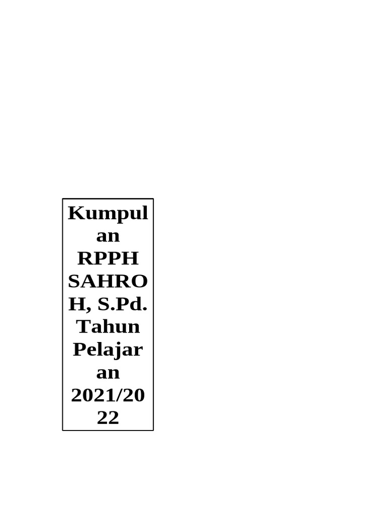 RPPH Pembelajaran Anak Usia Dini 2021 | PDF
