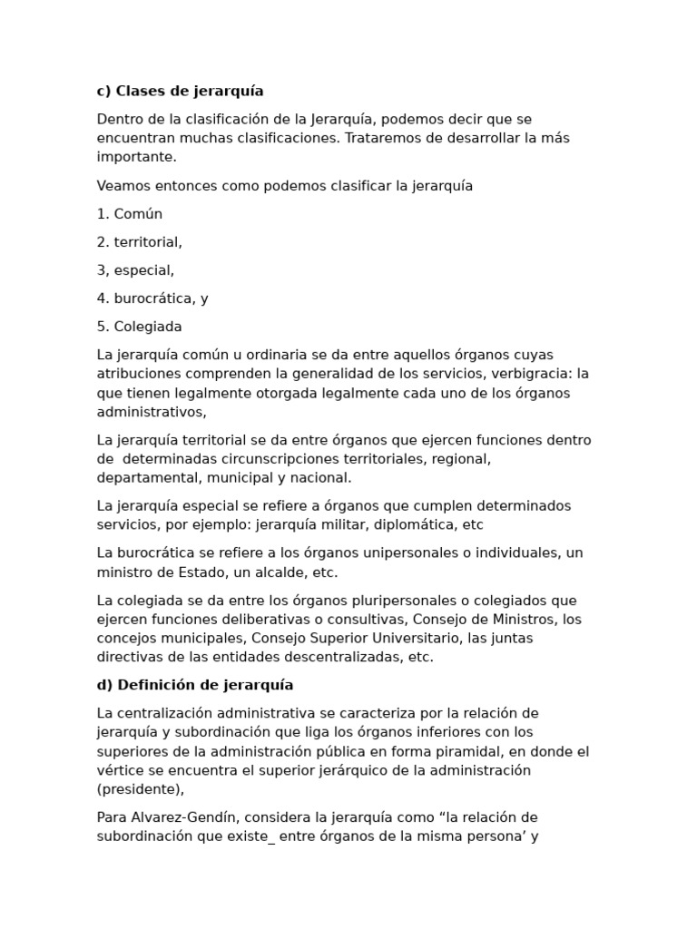 Clases de Jerarquía | PDF | Alcalde | Ley administrativa