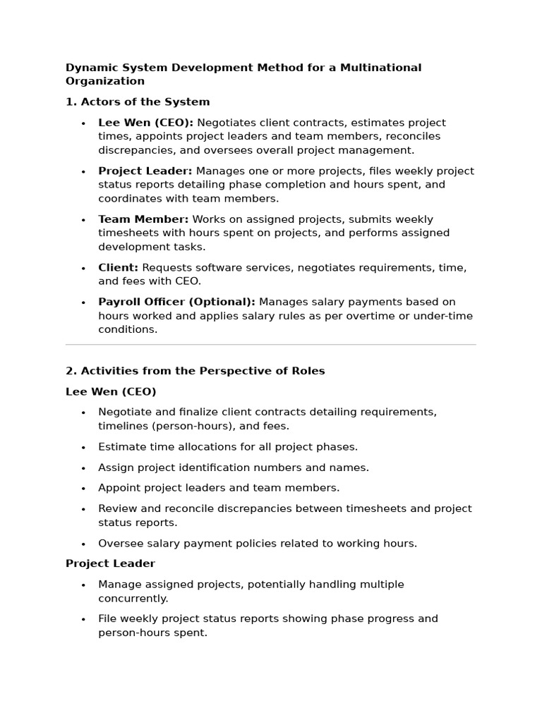 Dynamic System Development Method For A Multinational Organization ...