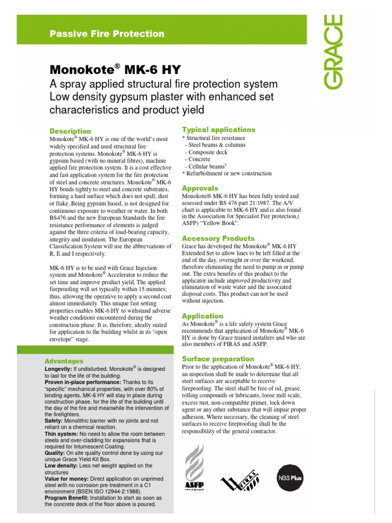 Monokote® MK-6 HY Fire Protection System | PDF | Concrete | Mechanical ...