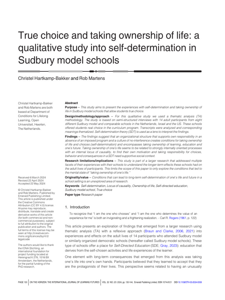 True Choice and Taking Ownership of Life - A Qualitative Study Into ...