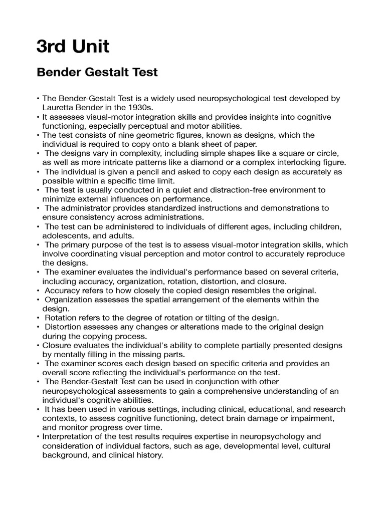 3rd Unit Neuro | PDF | Neuropsychological Assessment | Neurology