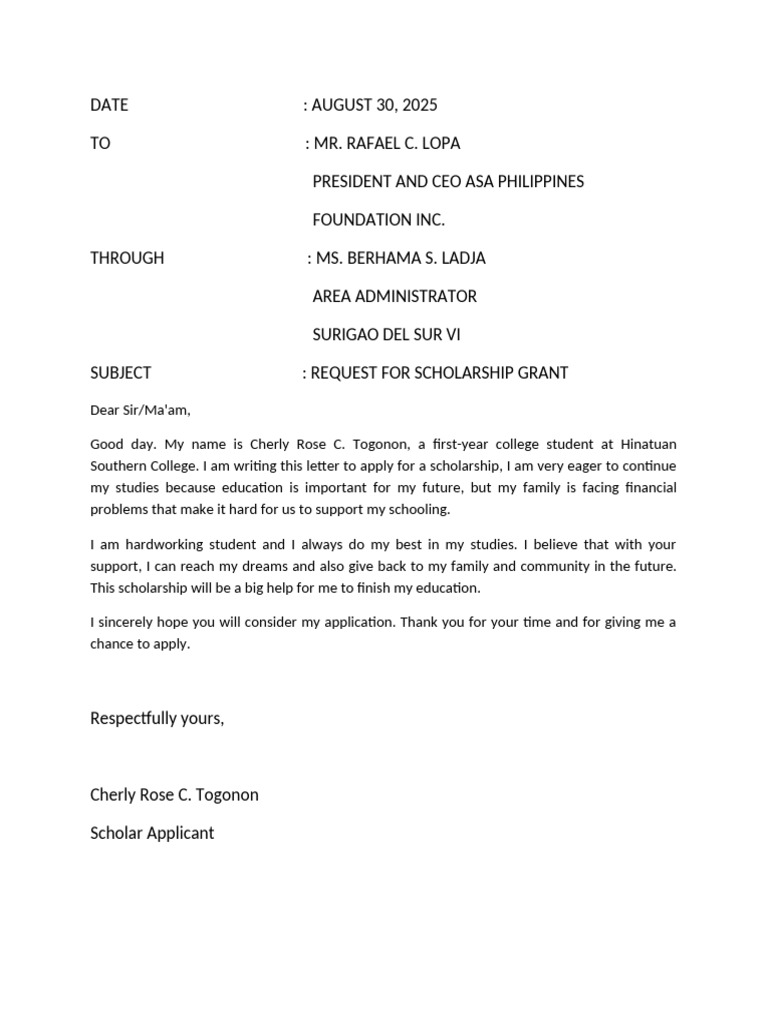 Letter For ASA | PDF