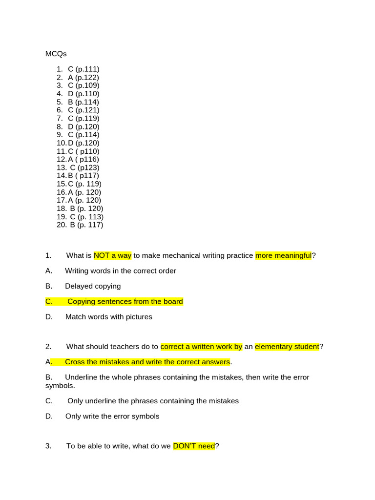 Writing Skills Assessment MCQs and Gaps | PDF | Reading Comprehension ...