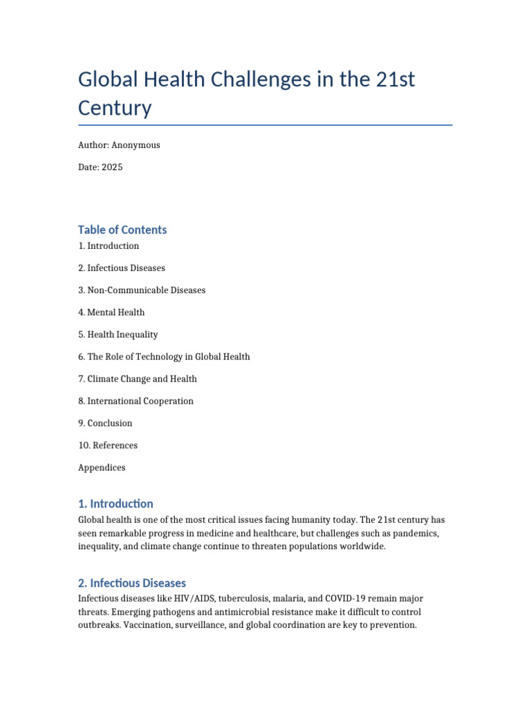 21st Century Global Health Challenges | PDF | Global Health | Health Equity