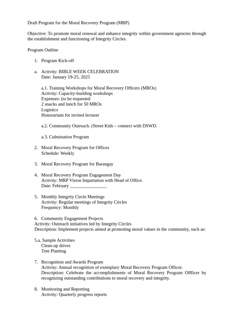 Moral Recovery Program Overview | PDF