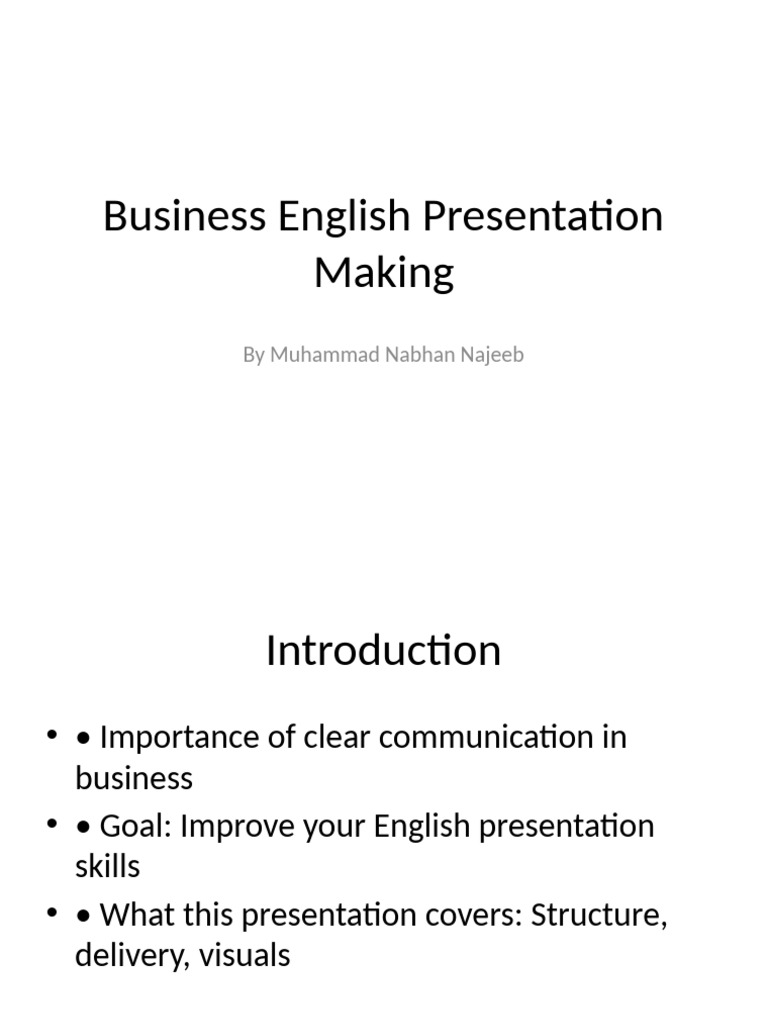 Business English Presentation | PDF