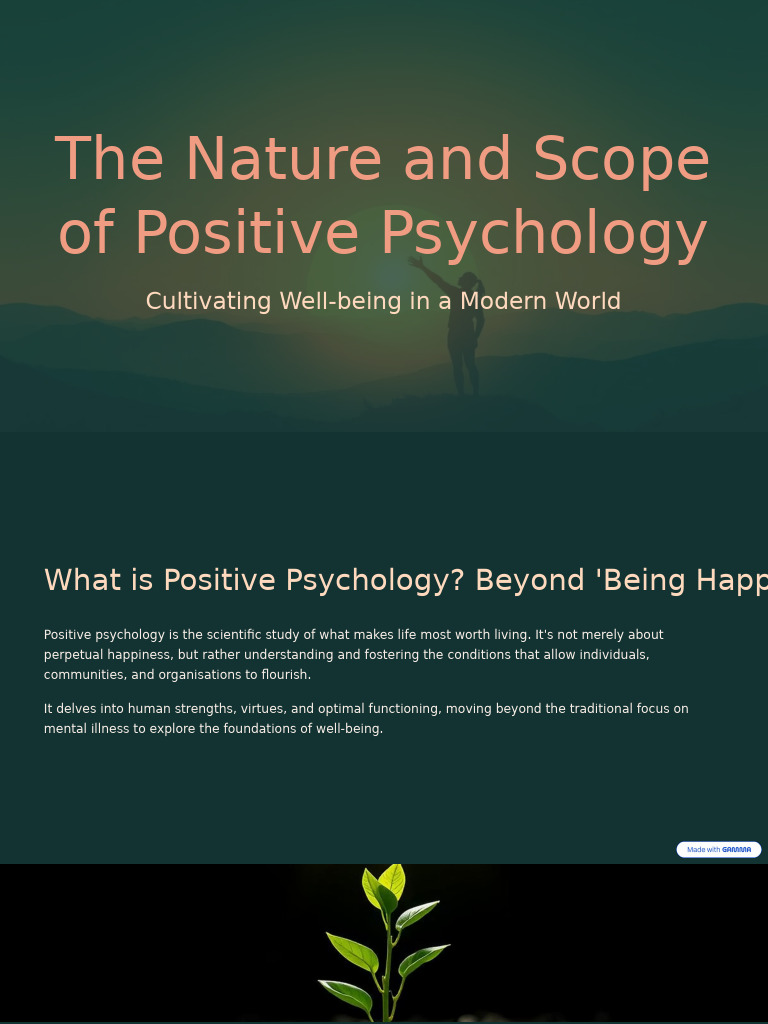 Nature and Scope of Positive Psychology | PDF | Positive Psychology ...