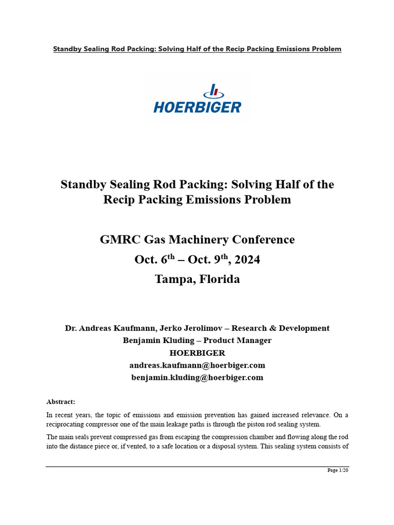 Emission Reduction via Rod Packing System | PDF | Piston | Valve