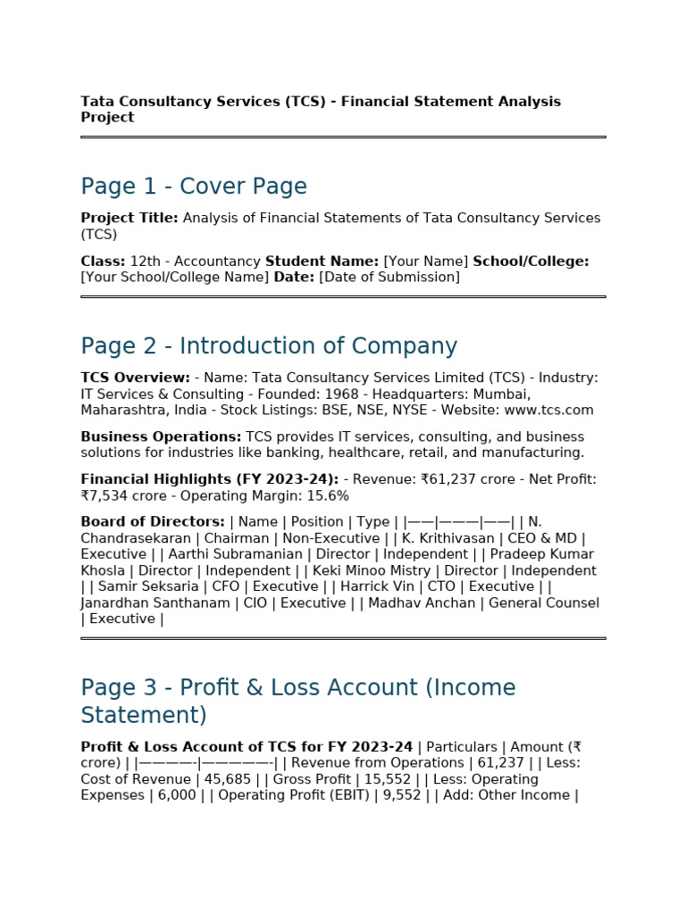 TCS FY 2023-24 Financial Analysis | PDF | Revenue | Equity (Finance)