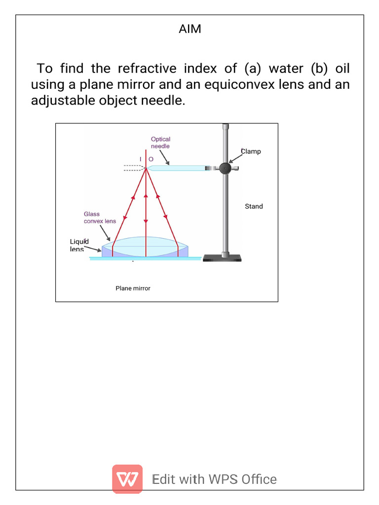 Refractive Index of Water and Oil Experiment | PDF | Refractive Index ...